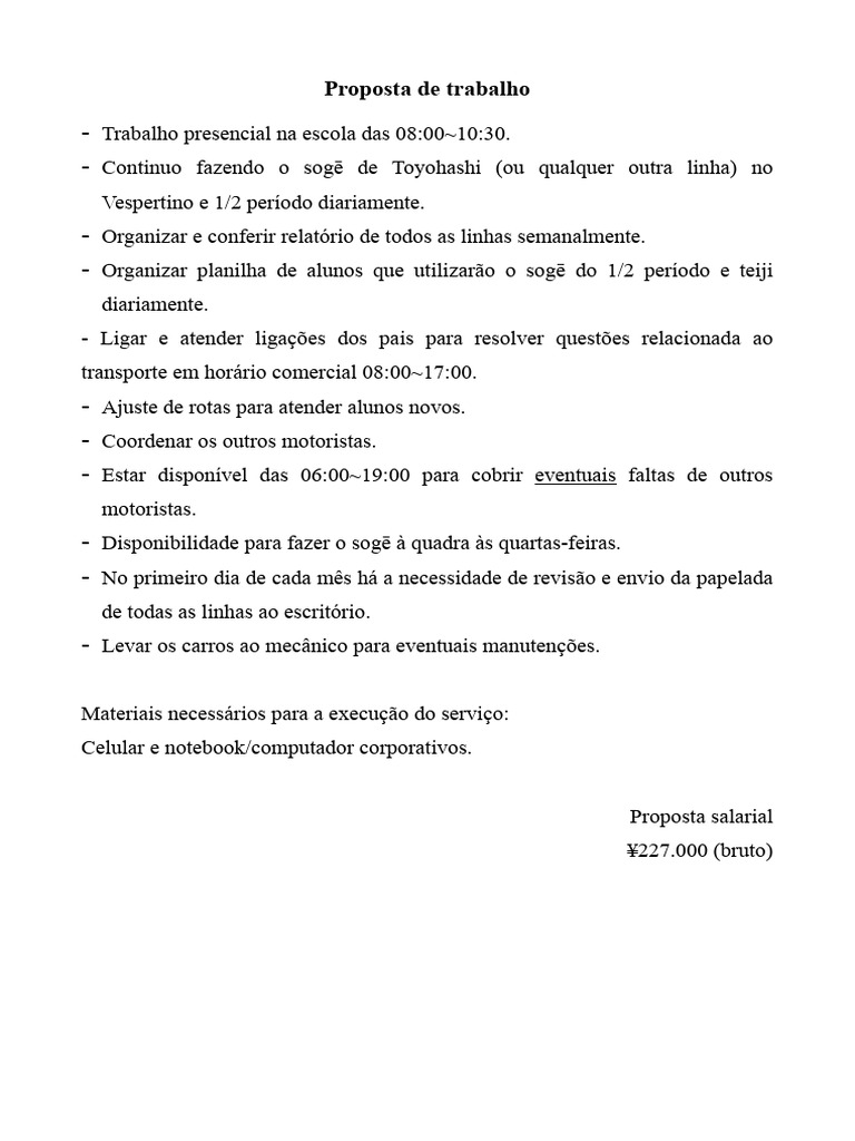 Proposta de Trabalho Presencial | PDF
