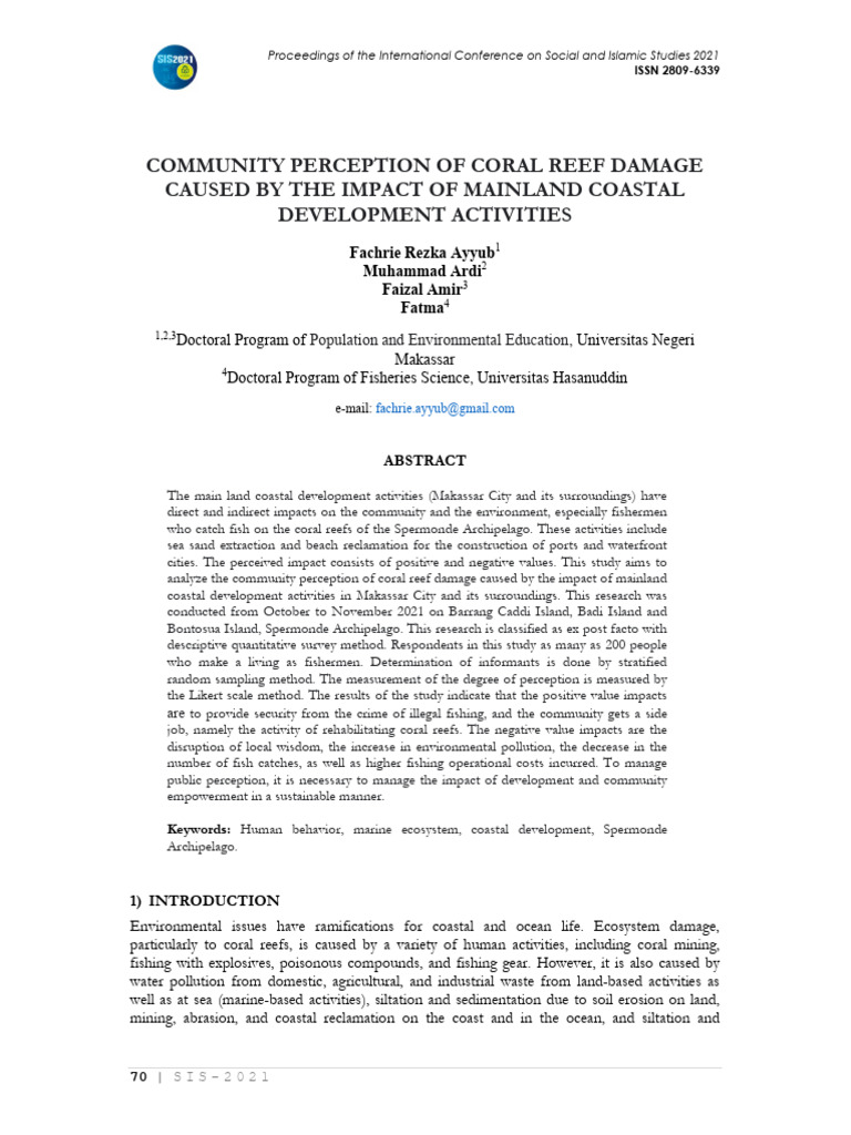 Community Perception of Coral Reef Damag | PDF | Sampling (Statistics ...