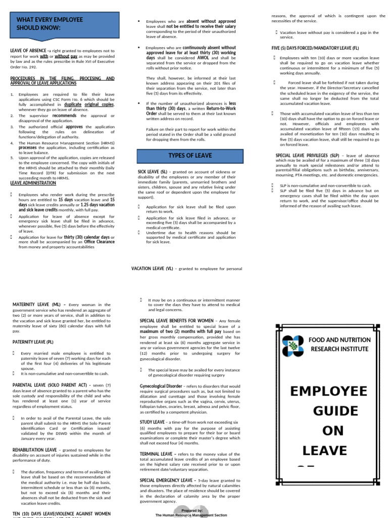Employee Guide On Leave of Absence | PDF | Sick Leave | Gynaecology