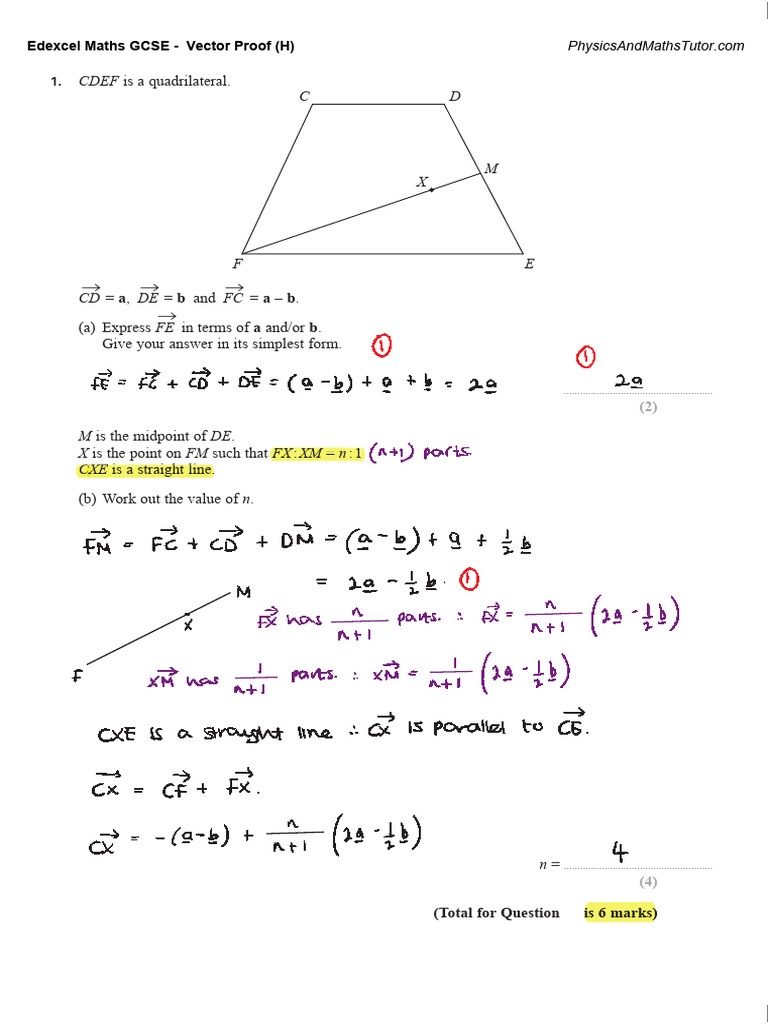 Vector Proof (H) MA (1) | PDF