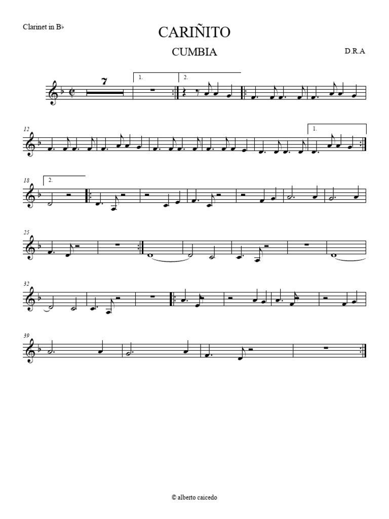 Cariñito Clarinete - Clarinet in BB | PDF