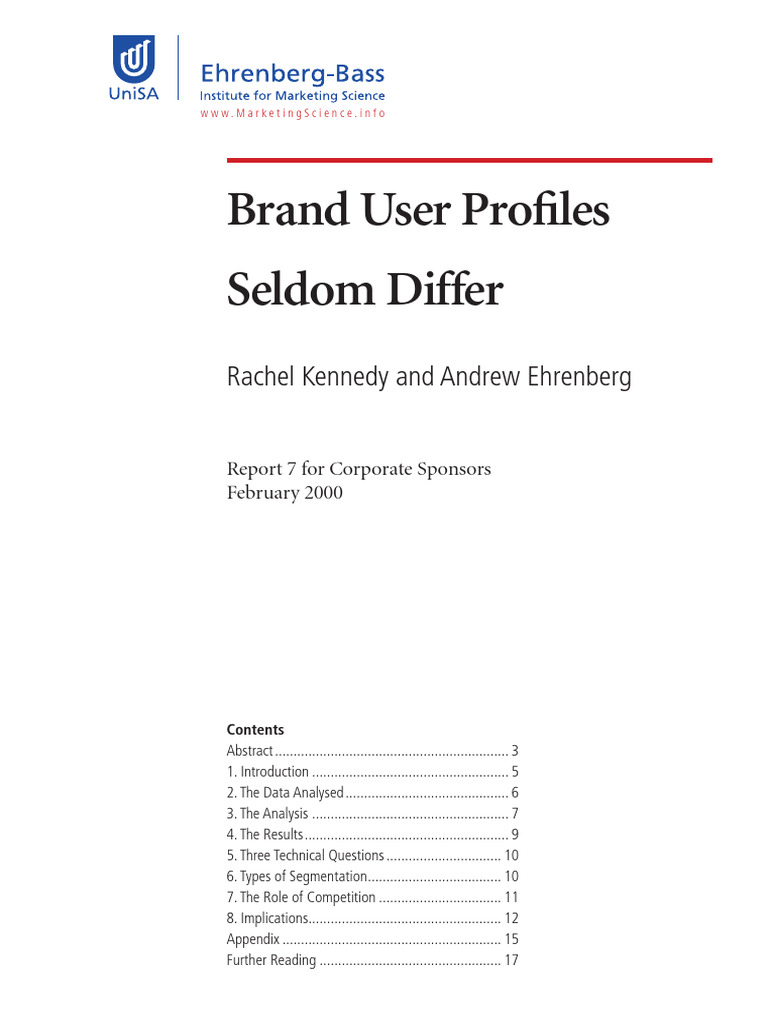 And User Profiles Seldom Differ | PDF | Market Segmentation | Brand