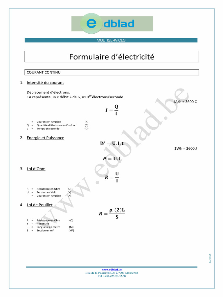 Formule Electriciter | PDF