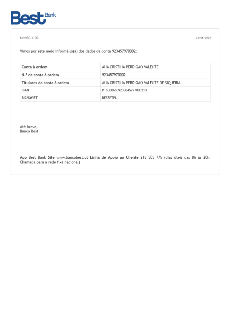 Comprovativo Iban | PDF