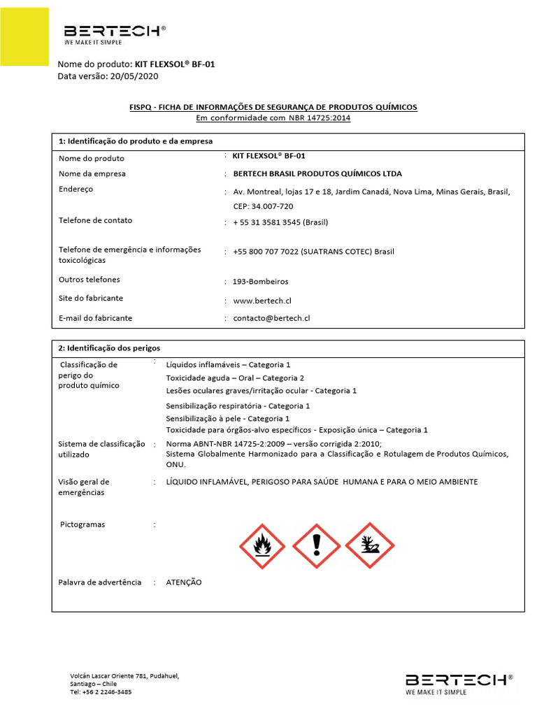 Fispq Kit Flexsol BF-01 - 20.05.2020 | PDF | Dióxido de carbono | Combustão