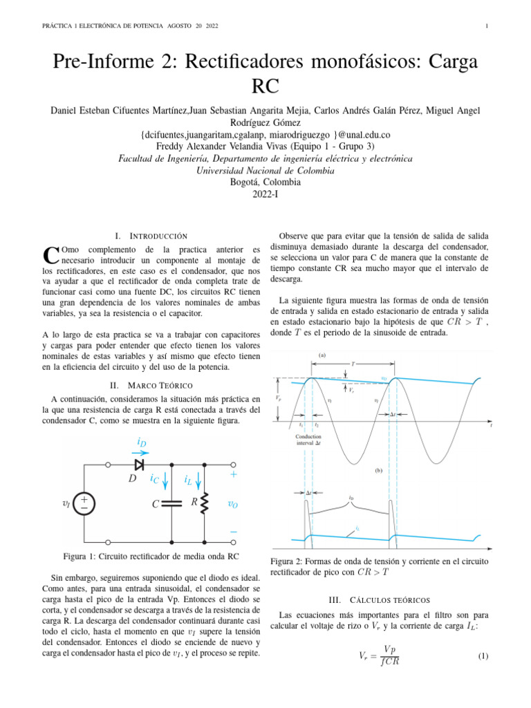 Rectificadores Monofásicos con Carga RC | PDF | Rectificador | Red ...