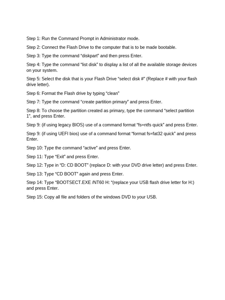 Creating Bootable Device Steps | PDF