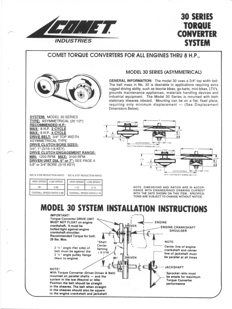 Comet 30 Series Torque Converter Manual | PDF