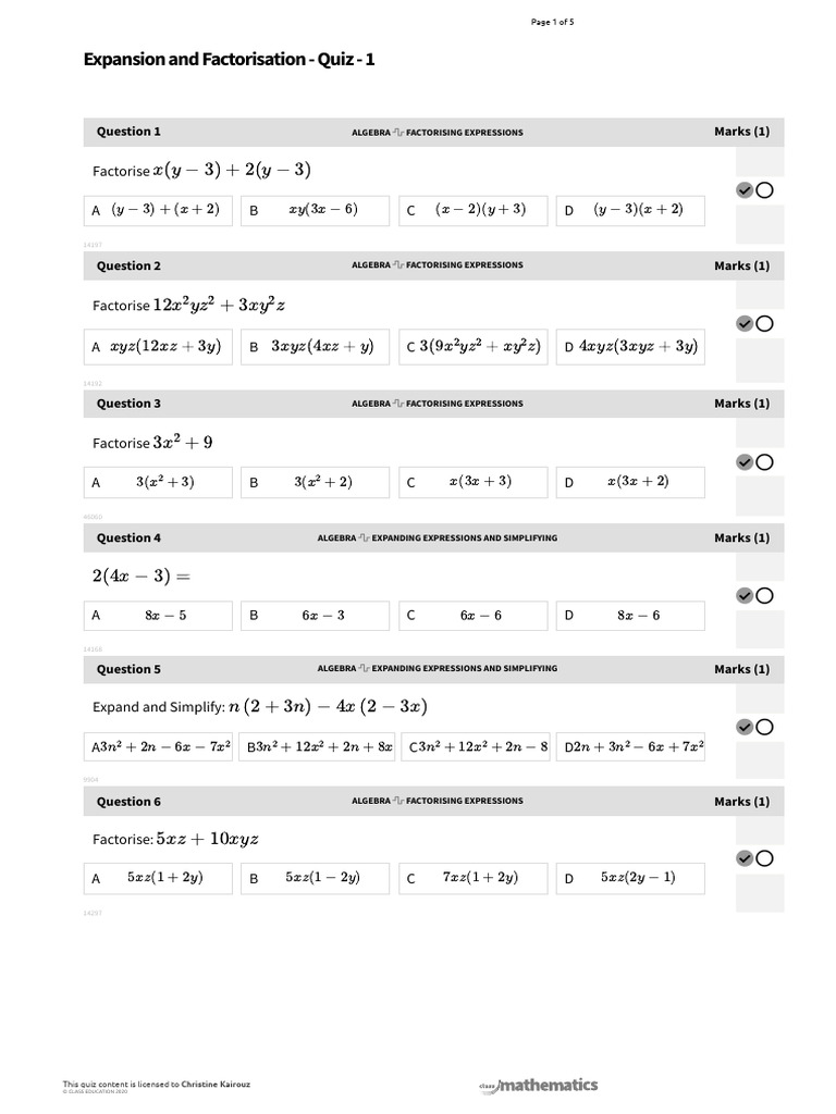 Expansion and Factorisation | PDF | Algebra | Factorization
