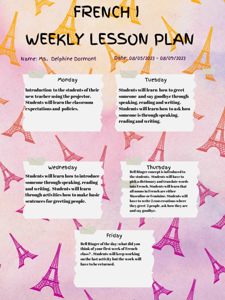 French I - 8 - 05 - 2024 - 8 - 16 - 2024 | PDF | French Language | Pronoun