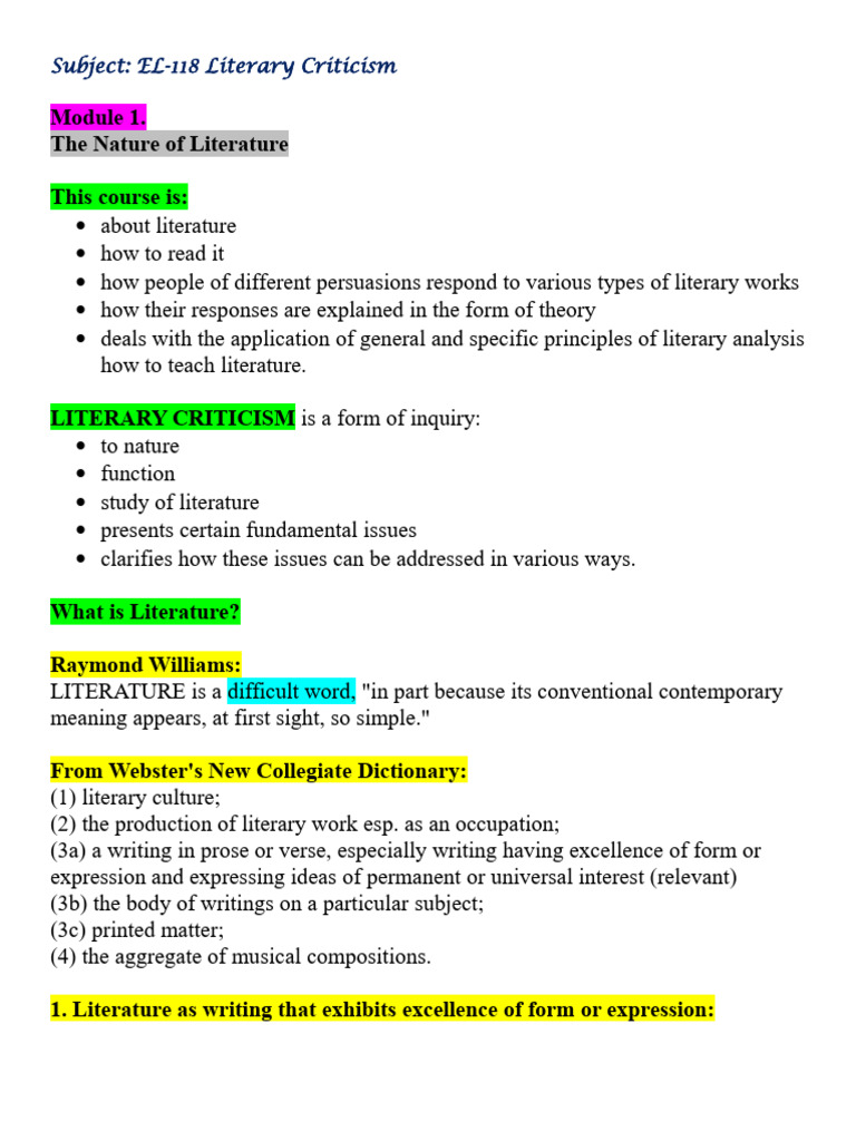 Lit. Crit. Lessons Midterms | PDF | Literary Criticism | Theory