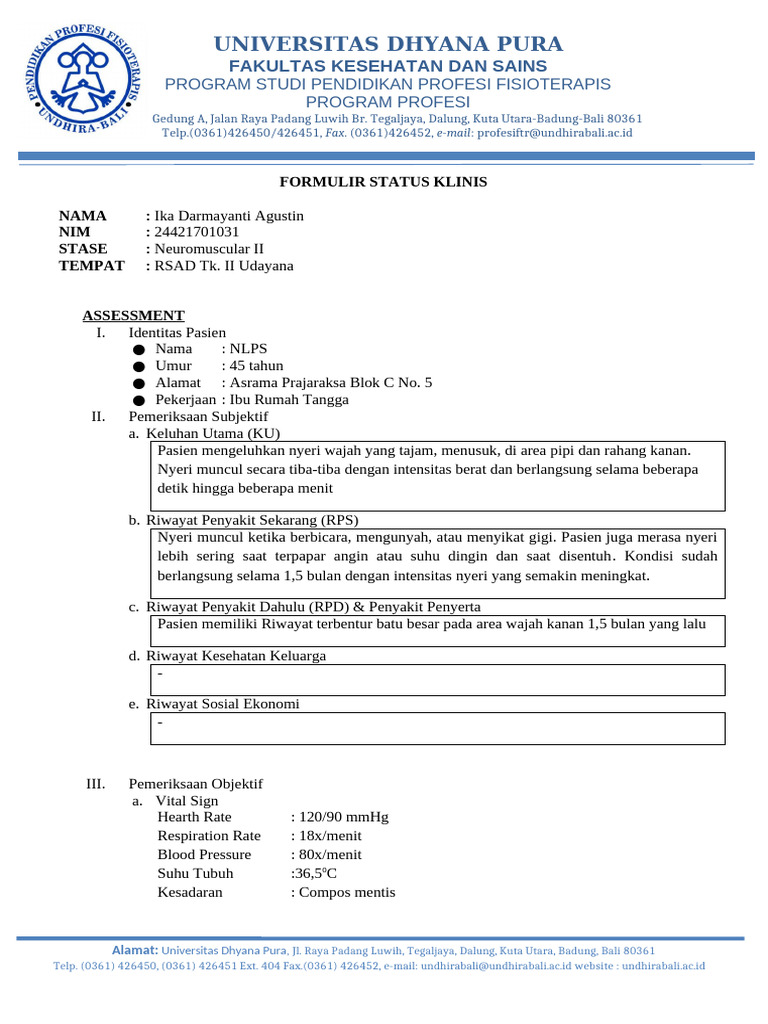 Form Status Klinis | PDF