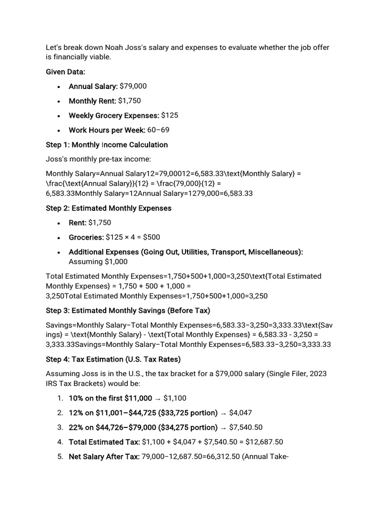 Calulation Case Study | PDF | Taxes | Working Time