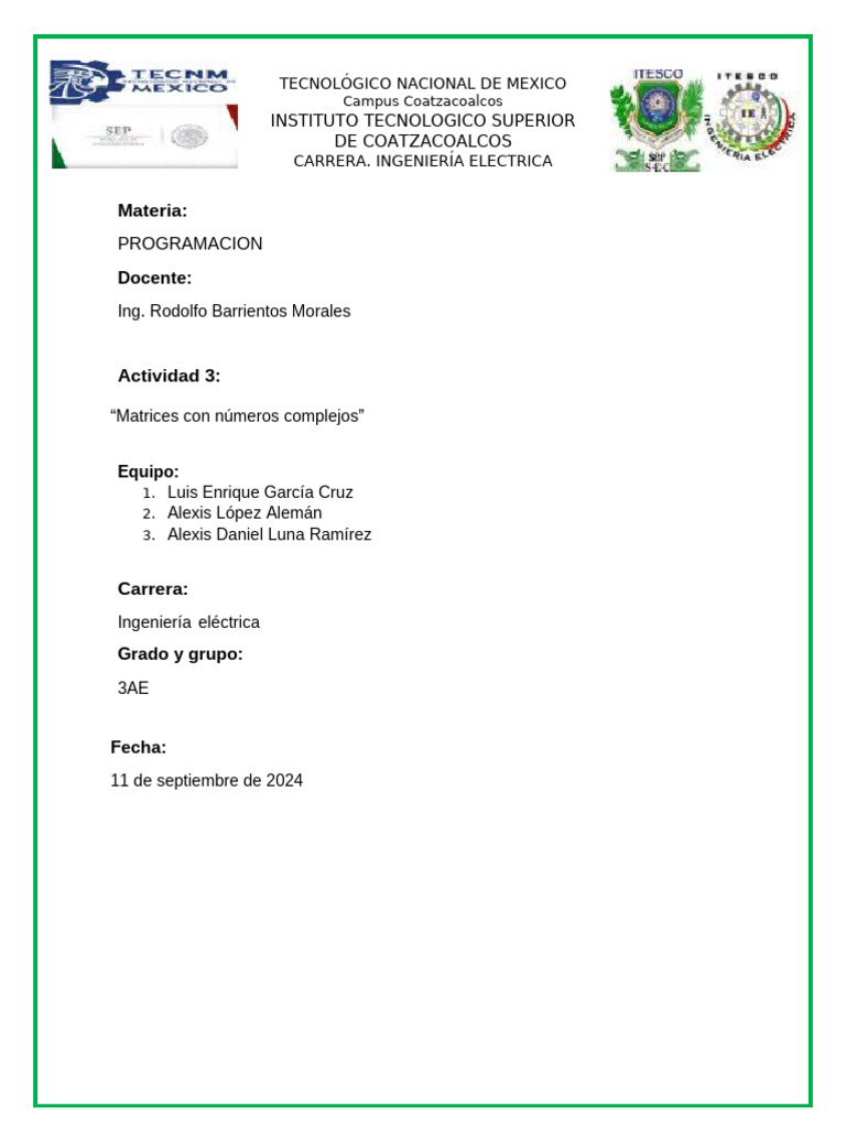 Matrices Complejas en Circuitos AC | PDF | Análisis matemático ...