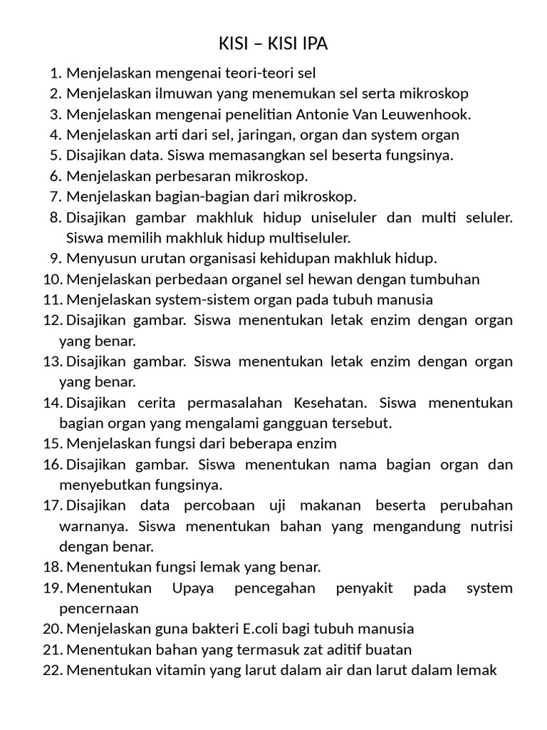 KISI Kisi Ipa 8 | PDF