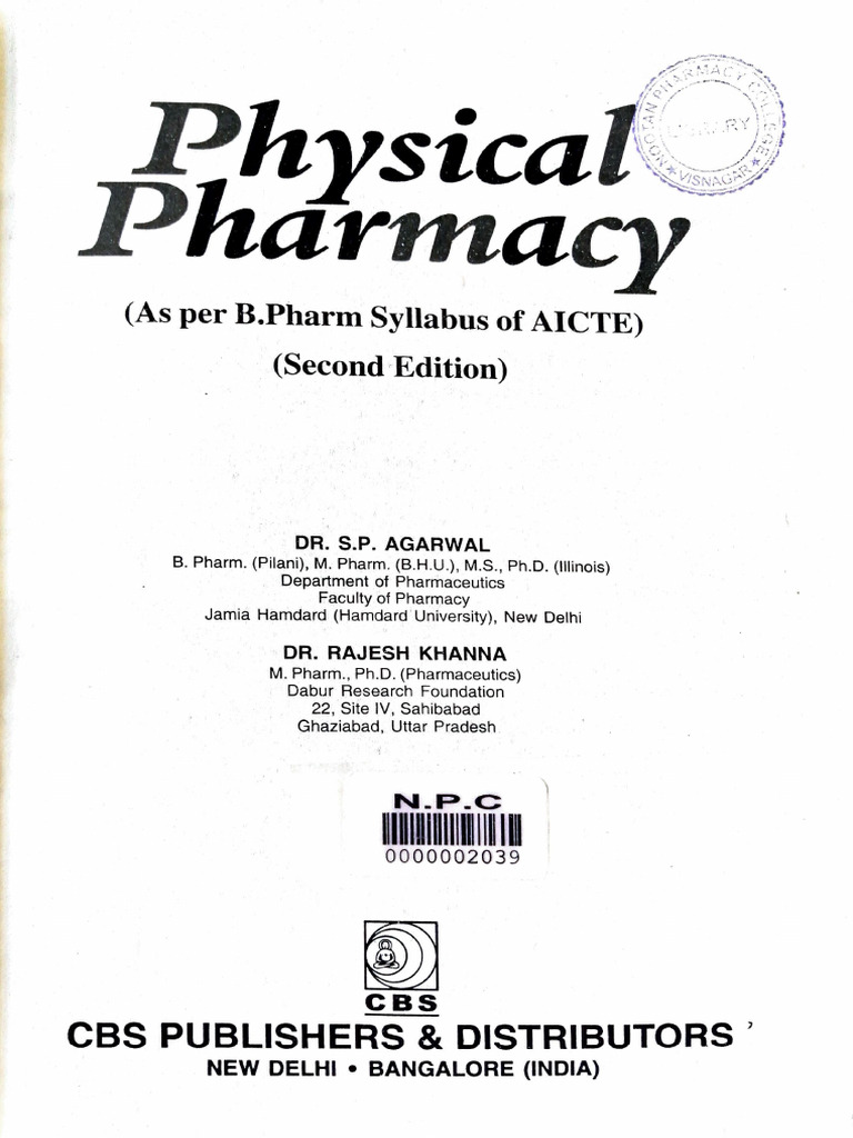 Khanna Agarwal Physical Pharmacy | PDF | Liquids | Colloid