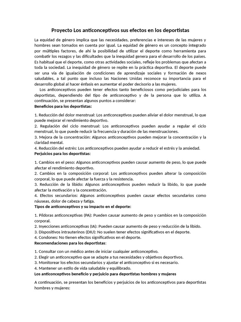 Proyecto Segundo Trimestre | PDF | Control de la natalidad | Menstruación