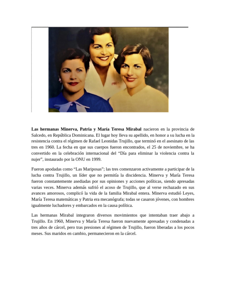Biografia de Las Hermanas Mirabal | PDF