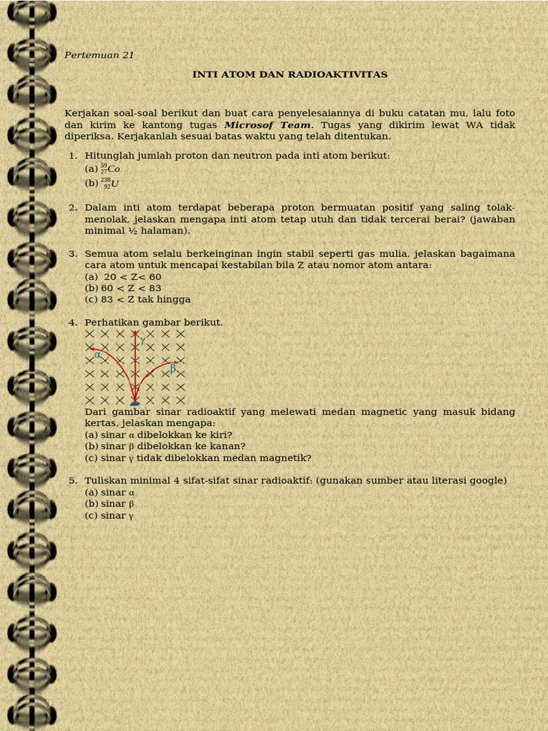 Inti Atom dan Radioaktivitas: Tugas 21 | PDF