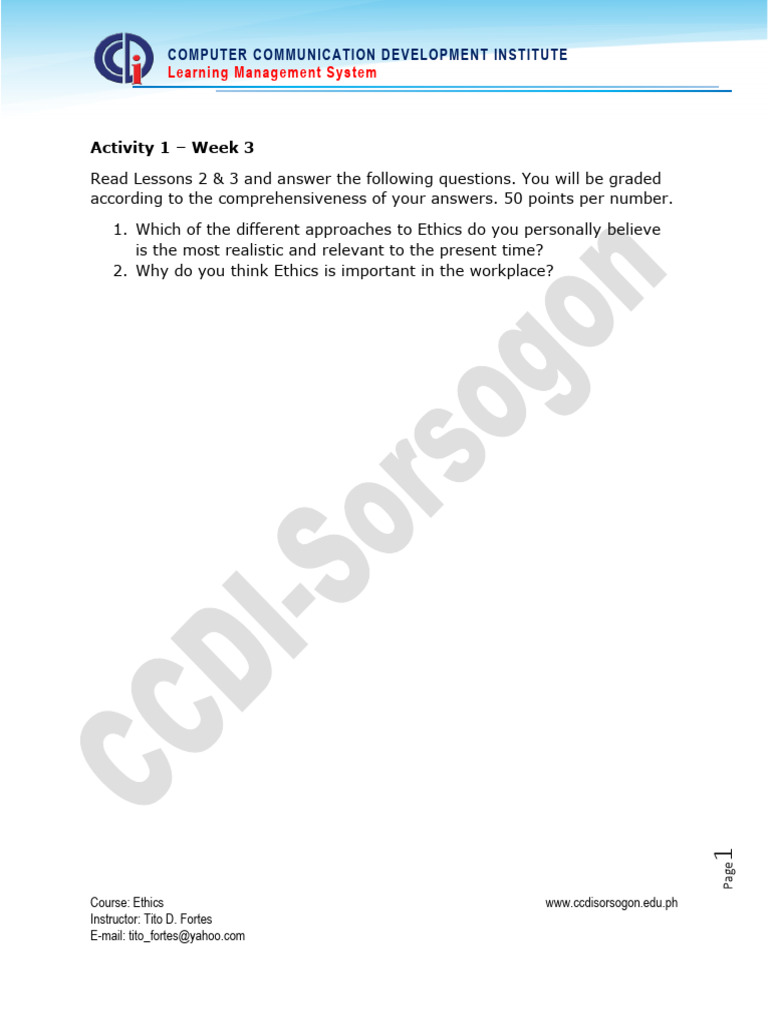 LMS- Ethics-Activity 1-Wk 3 (1) | PDF