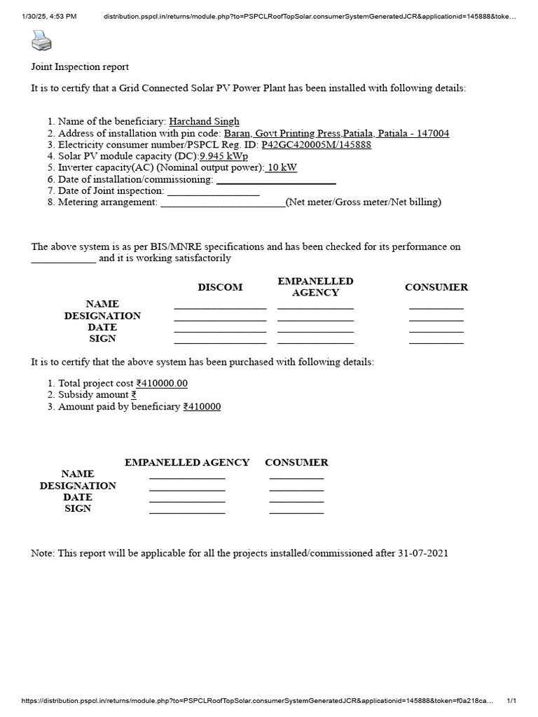 Joint Inspection Report Ajit Fuels | PDF | Photovoltaic System | Solar ...