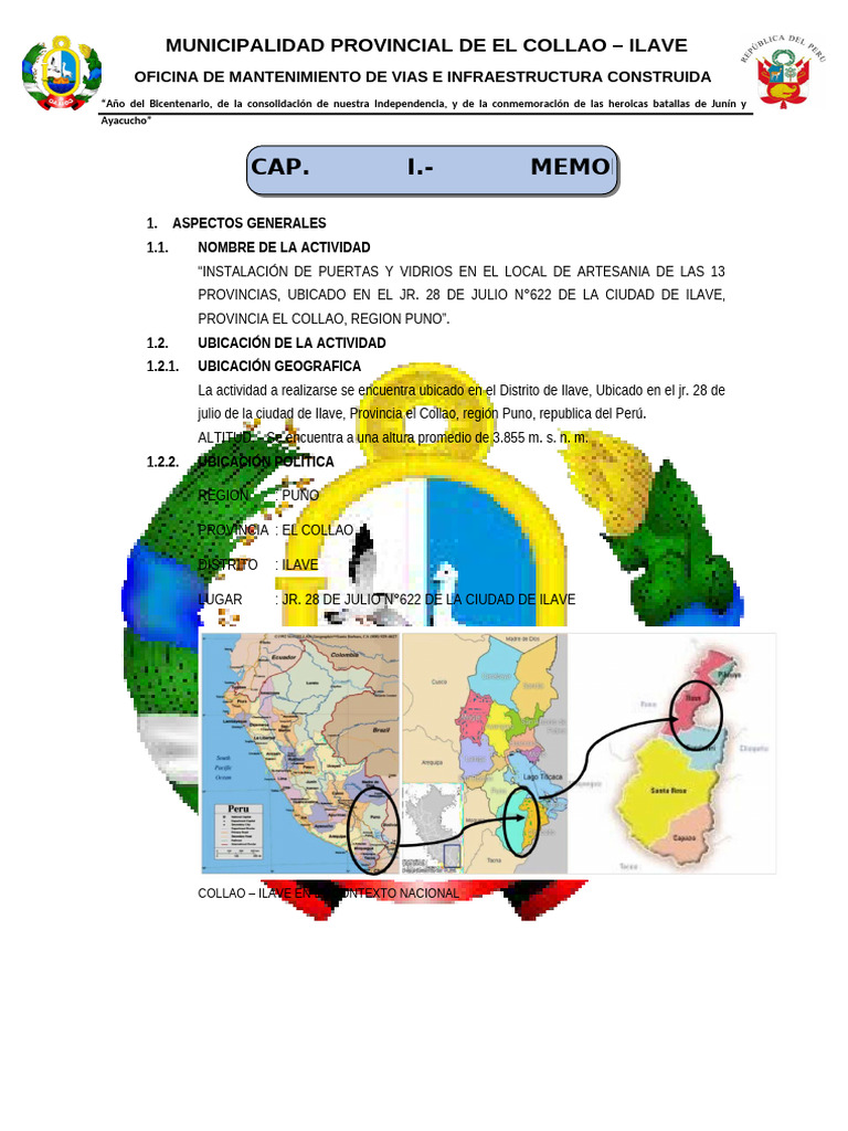 Memoria Descriptiva Jiron 28 de Julio Actualizado | PDF