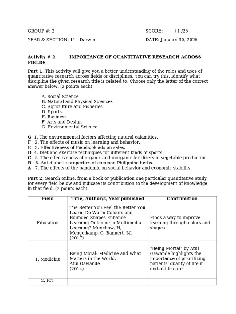 Activity 2 PR2 | PDF | Science | Quantitative Research
