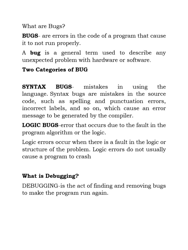 Module 7 Bugs | PDF