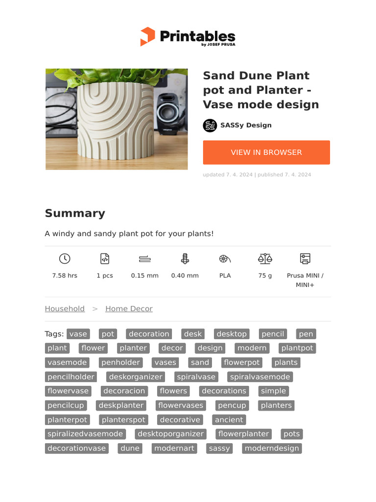 Sand Dune Plant Pot Design | PDF