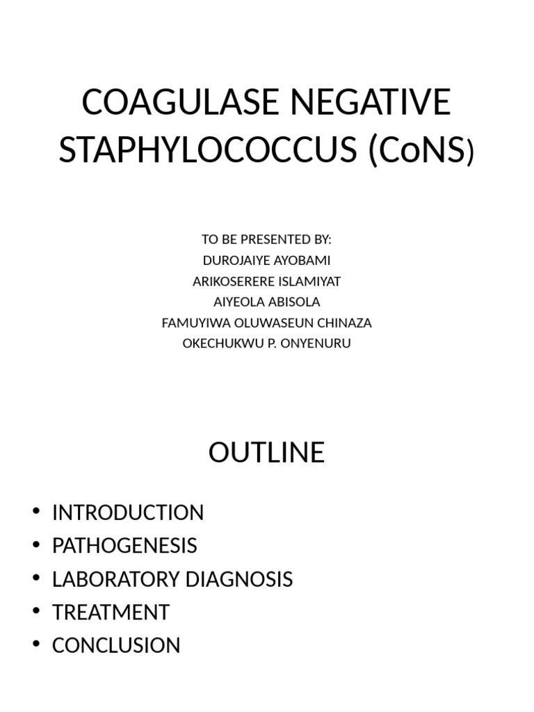 Coagulase-Negative Staphylococcus Overview | PDF | Staphylococcus ...