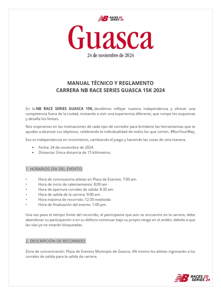 Reglamento NB Race Series Guasca 15K 2024 | PDF | Enfermedades ...