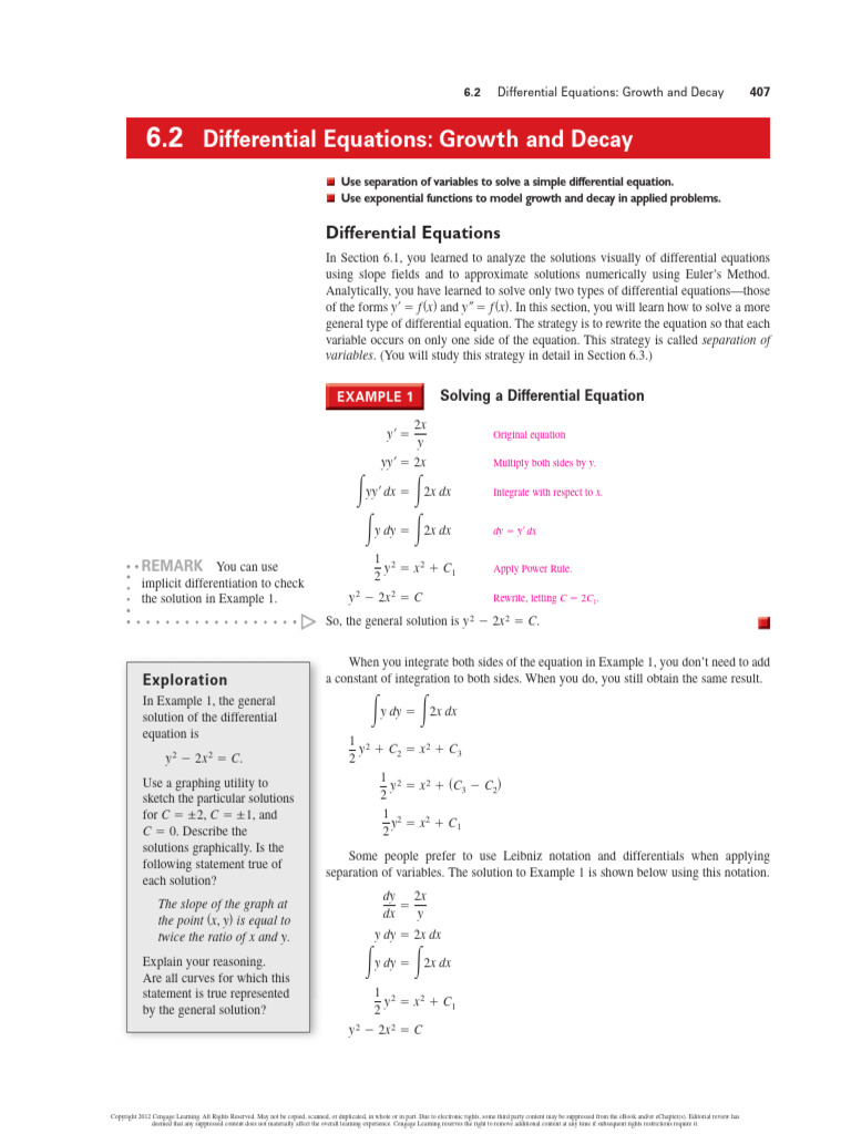 Applications of First Order de | PDF | Exponential Function | Equations