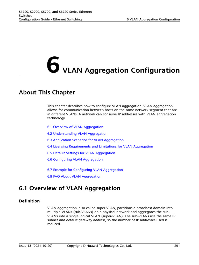 01-06 VLAN Aggregation Configuration | PDF | Network Switch | Computer Network