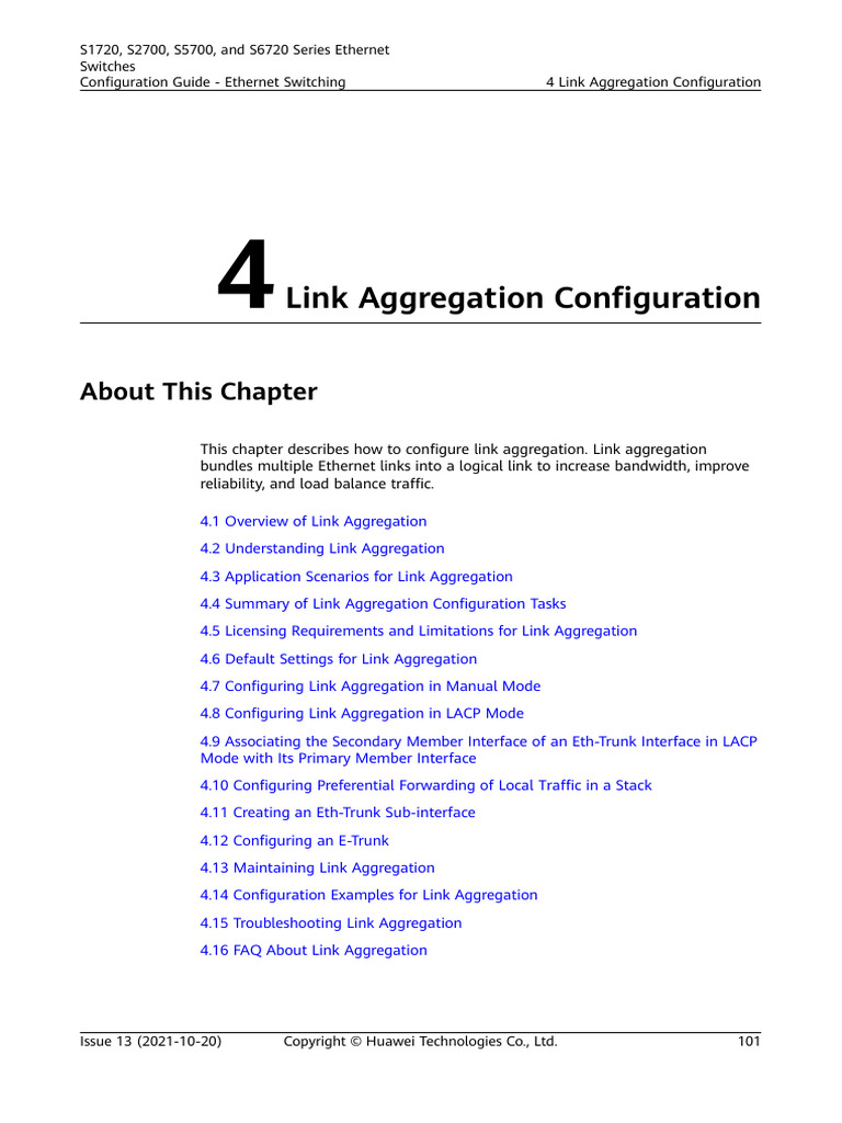 01-04 Link Aggregation Configuration | PDF | Network Switch | Ethernet