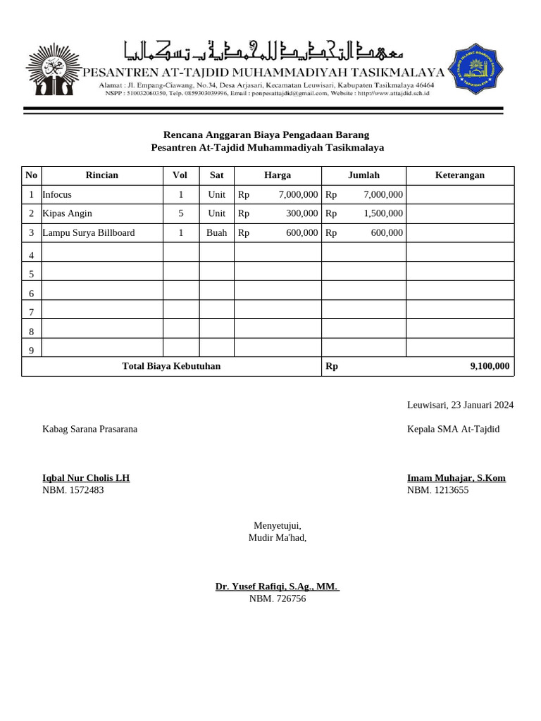 Rab Pengajuan Barang | PDF