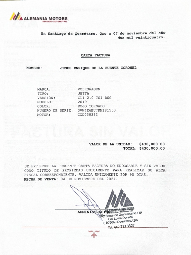 Carta Factura | PDF