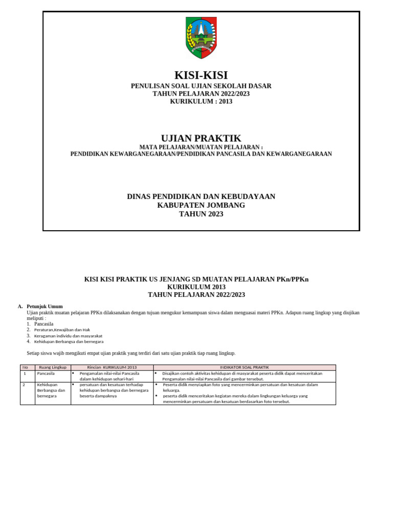 Kisi Kisi Us PKN | PDF