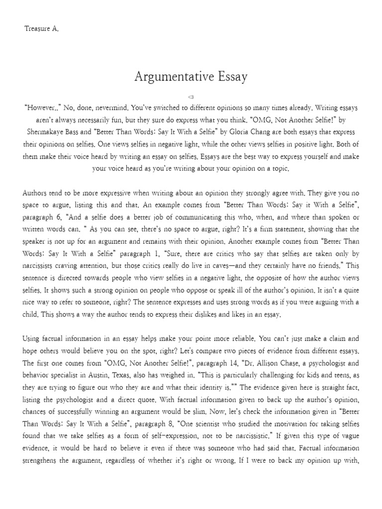 Treasure Adesoji - Unit 4 Argumentative Essay Final Draft | PDF