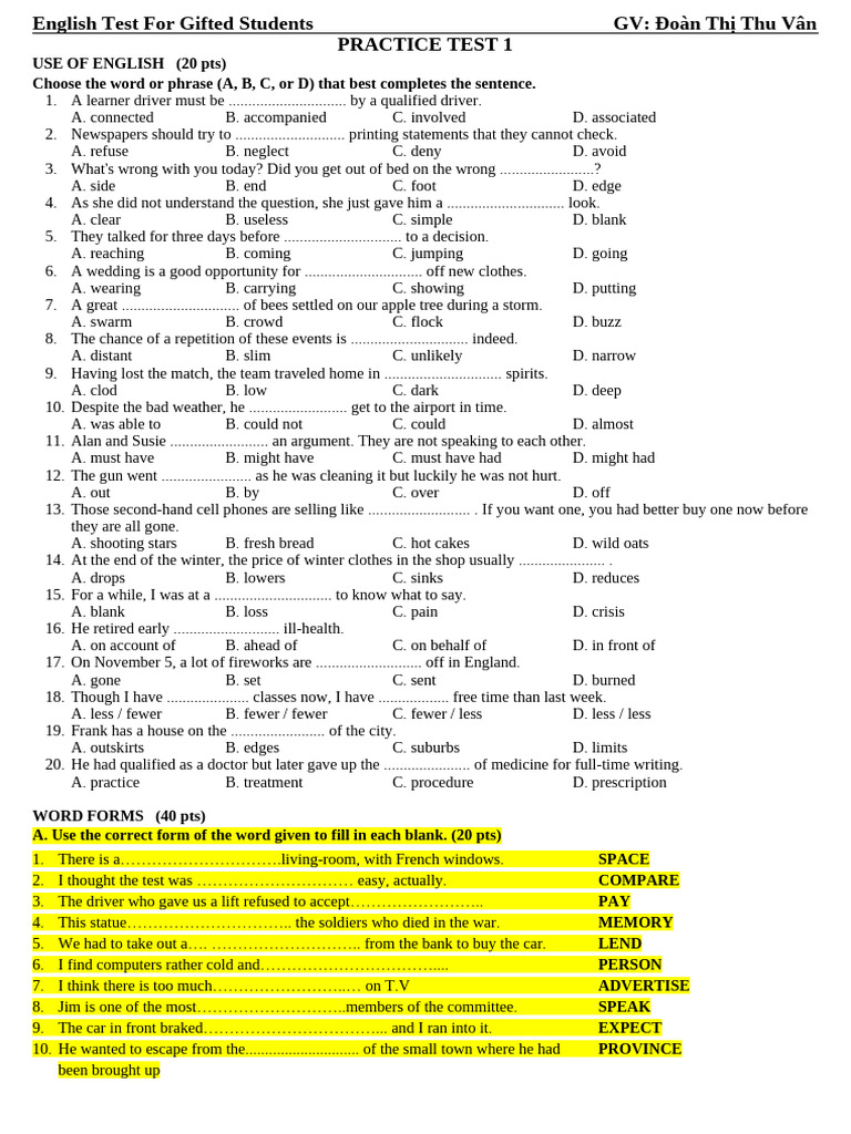 PRACTICE TEST 1 | PDF | Volcano | Earth Sciences