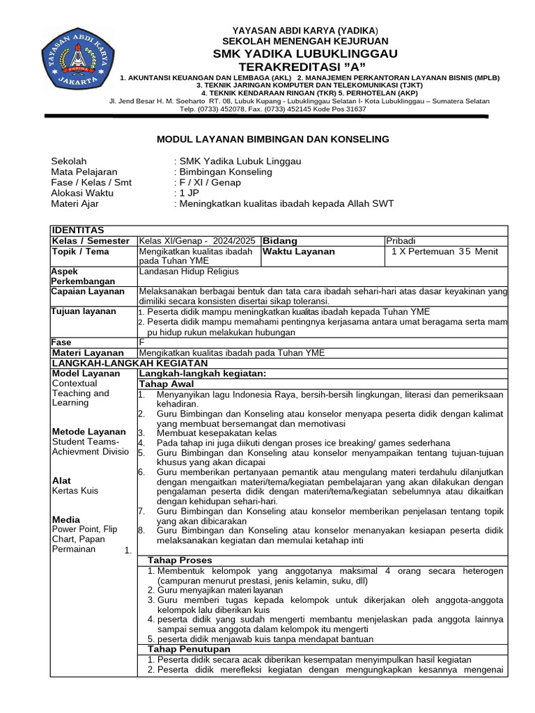 Modul Ajar BK XI 2023 2024 Tutik | PDF
