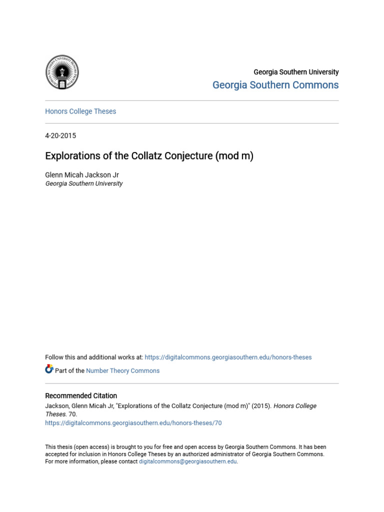 Explorations of The Collatz Conjecture (Mod M) | PDF | Mathematical Analysis | Elementary ...