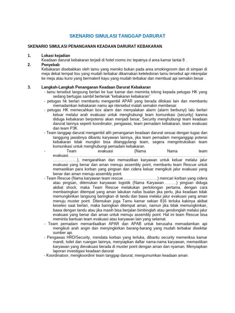 Contoh Simulasi Kebakaran | PDF