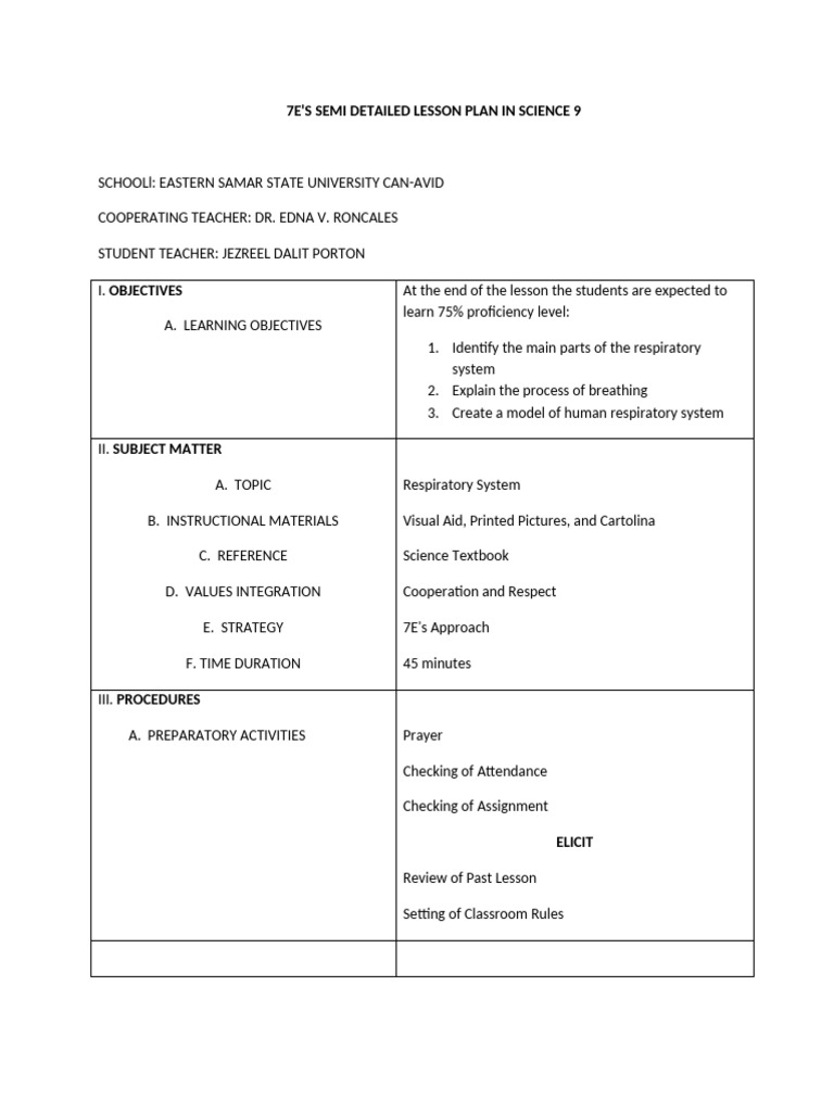 LESSON PLAN ( ASEAN INTEGRATION ) | PDF | Respiratory Tract | Lung
