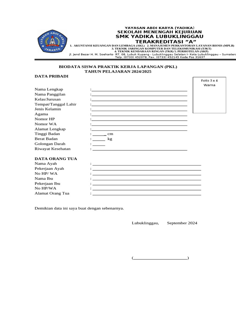 Data Diri Siswa | PDF