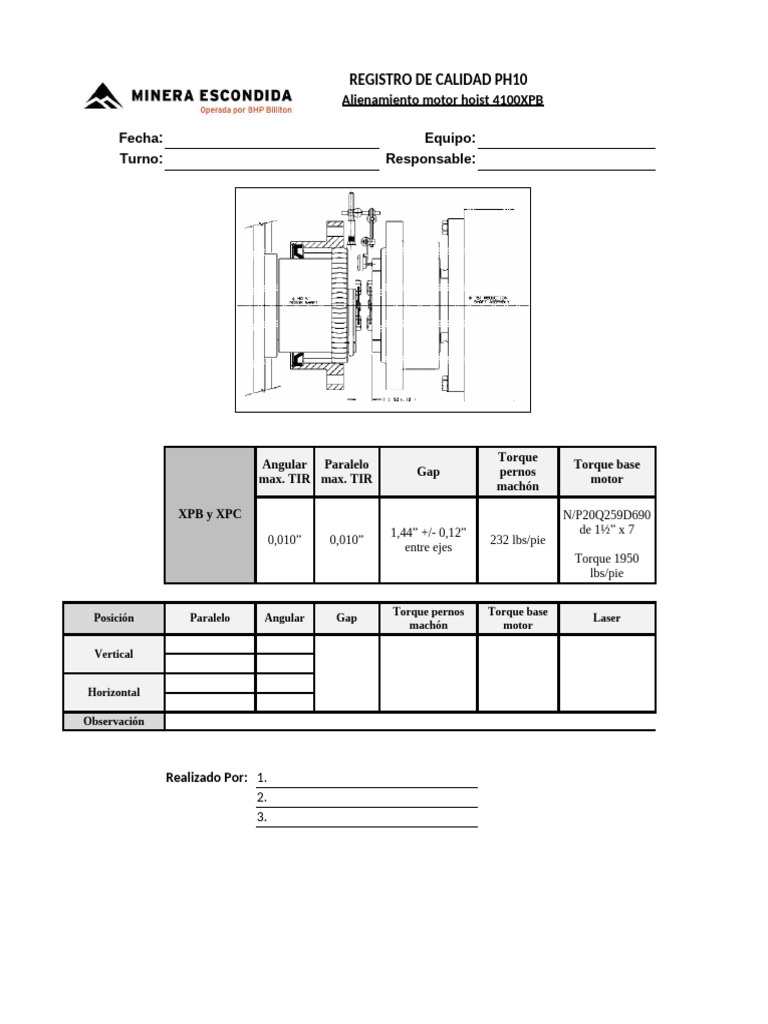 Registro de Calidad Hoist 4100XPB | PDF