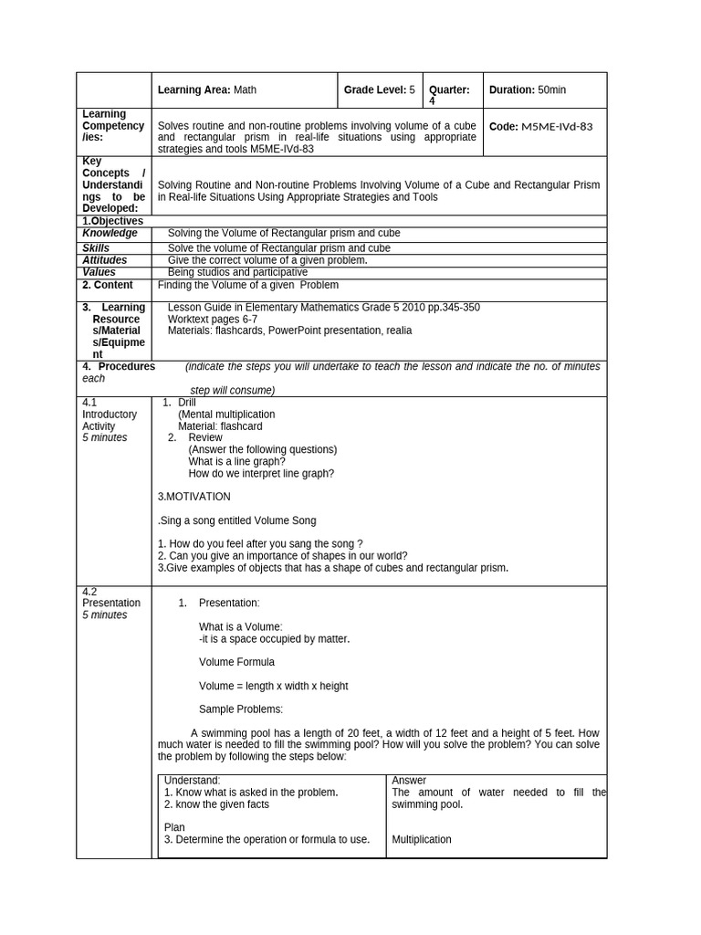 cot 4th quarter | PDF | Volume | Length