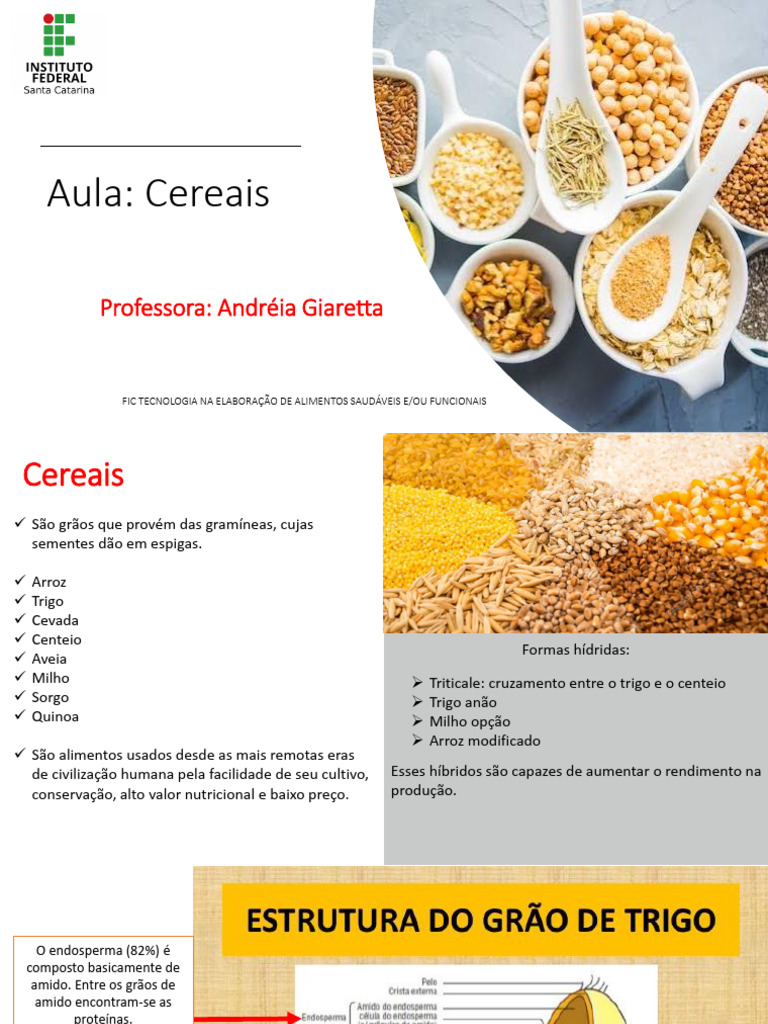 Aula de Cereais | PDF | Cereais | Glúten