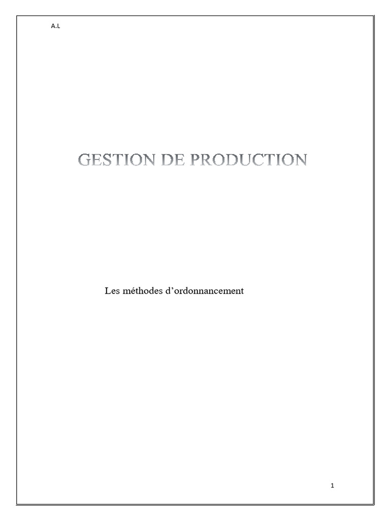 Gestion de Production : Notions et Méthodes | PDF | Stock | Planification