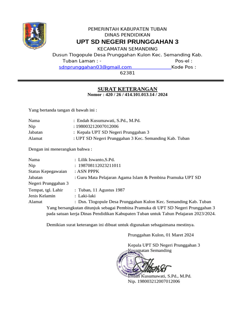 SK Pembina Pramuka Lilik | PDF