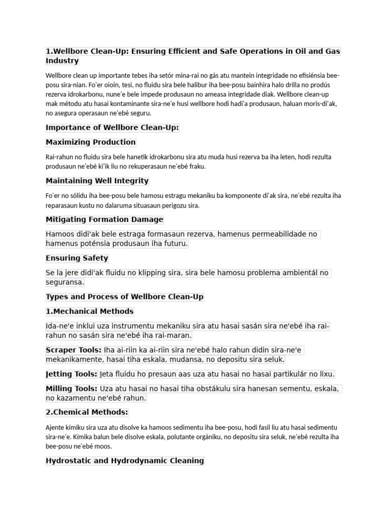Wellbore Clean | PDF
